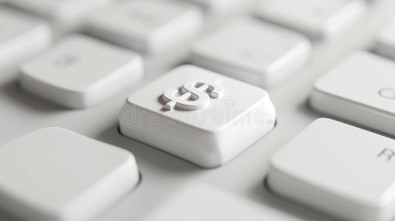 Close-up View of a Blank Keyboard with a Button in the Center with the ...