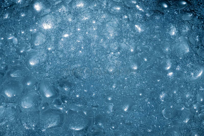 Close-up View of a Blue Bubble Surface Creating an Artistic Pattern and ...