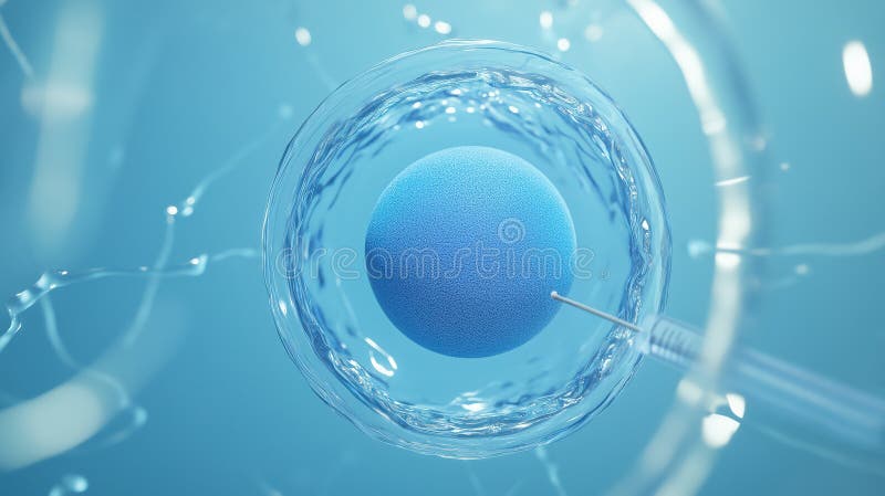 Close Up View of Blue Cell Being Injected in Laboratory Setting ...