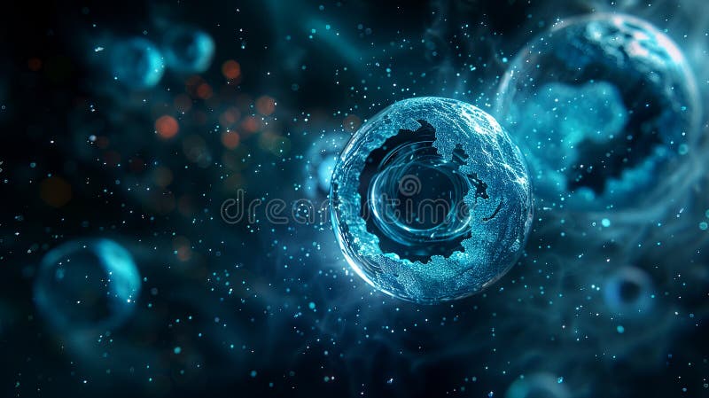 Abstract Blue Cell Illustration with Sparkling Background Stock ...