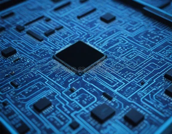 Blue Computer CIrcuit Board Pathway Communications Stock Illustration ...