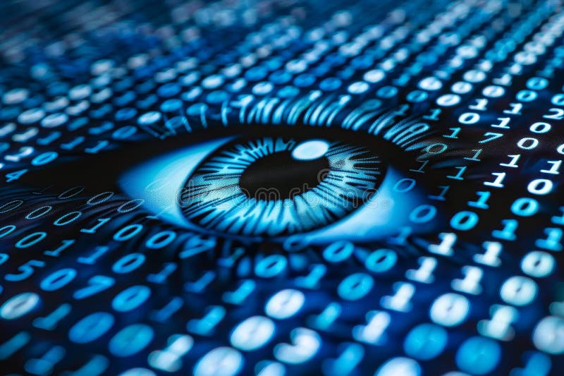 Close Up View of a Blue Eye Displayed on a Computer Screen ...