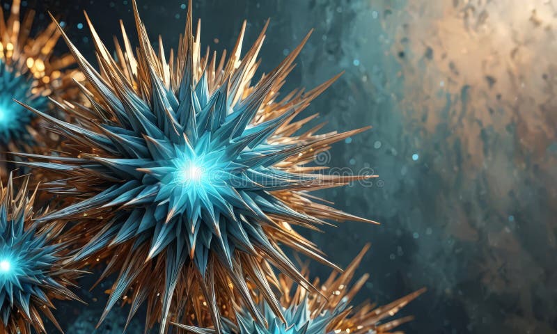 Close-up View Blue and Orange Crystal Formation, with Bright Blue ...