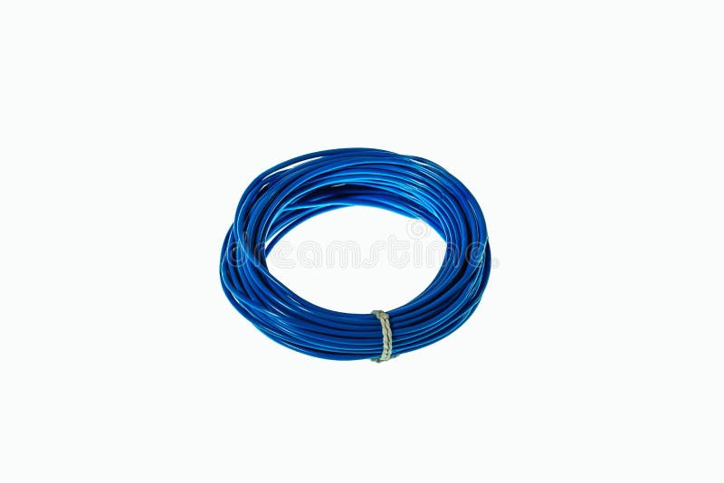Close Up View of Blue Power Electrical Cable. Wire Bundle Isolated ...