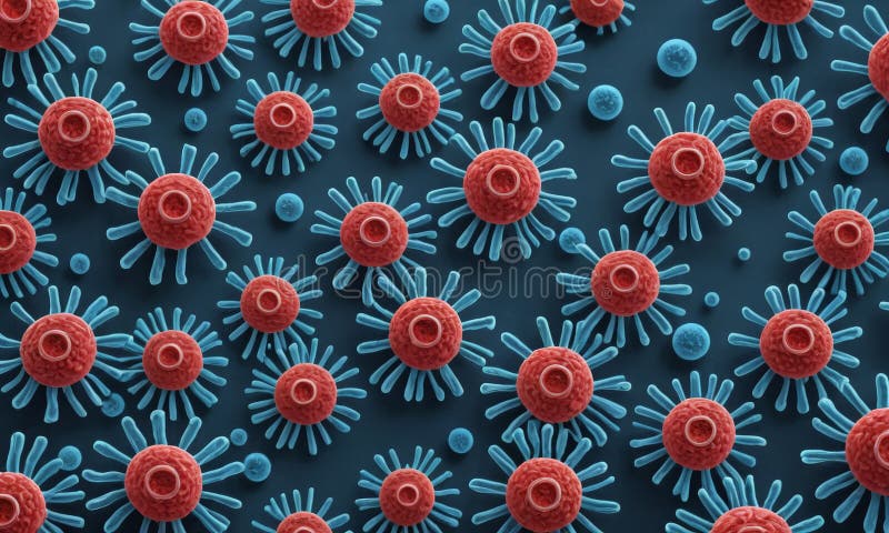 Close-up View Blue and Red Pattern Small, Spherical Objects Resembling ...