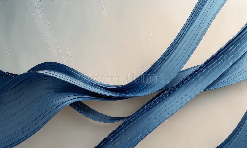 Close-up View Blue Ribbon or Fabric, with Light Beige Background ...