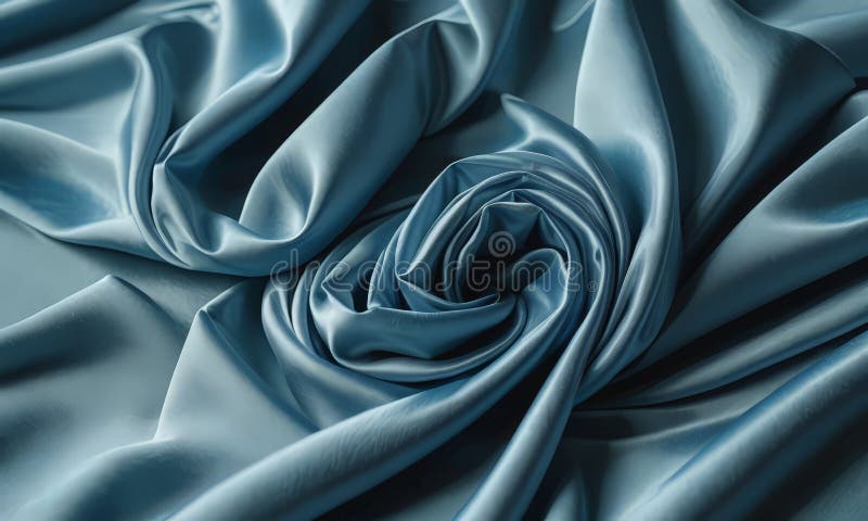 Close-up View Blue Satin Fabric, with Curled and Twisted Texture ...