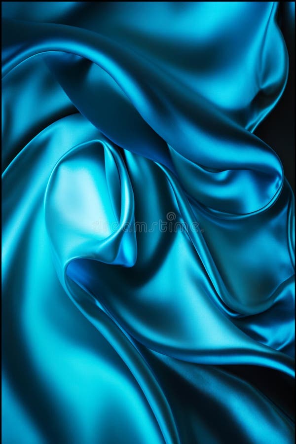 Close Up View of Blue Silk Fabric with Very Smooth Finish. Generative ...