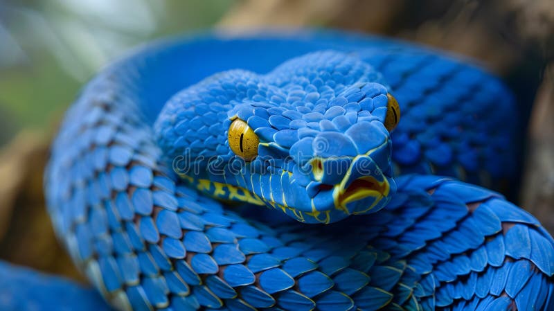 Close-Up View of a Blue Viper Snake. this is AI Generative Image. Stock ...