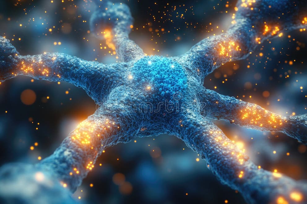 A Close-up View of a Blue and Yellow Cell with Cellular Structure ...