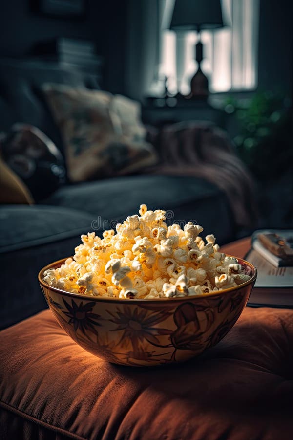 Close-up View of Bowl of Popcorn on Coffee Table in the Living Room at ...