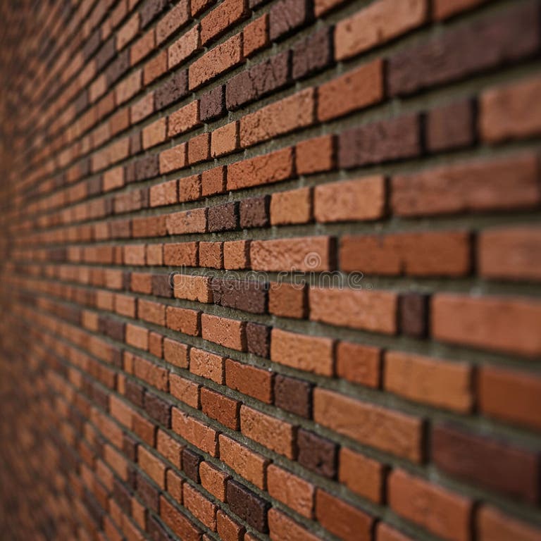 A Close-up View of a Brick Wall Creates an Illusion of Depth. the ...