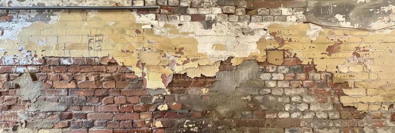 Deteriorating Brick Wall with Peeling Paint Background Texture ...
