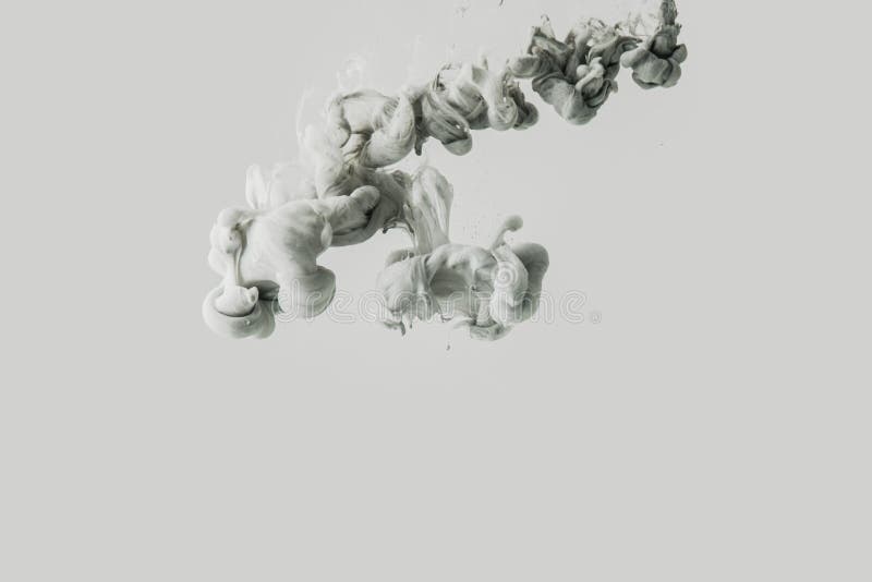 Close Up View of Bright Light Gray Paint Splash in Water Isolated on ...