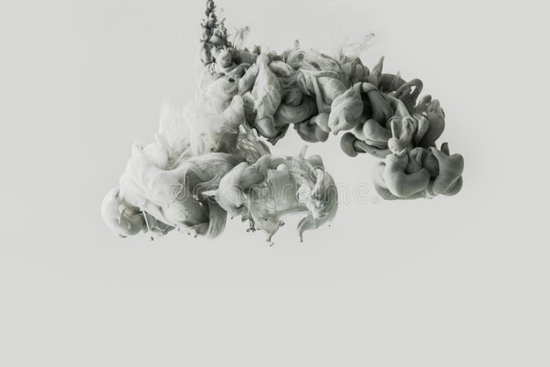 Close Up View of Bright Light Gray Paint Splash in Water Isolated on ...