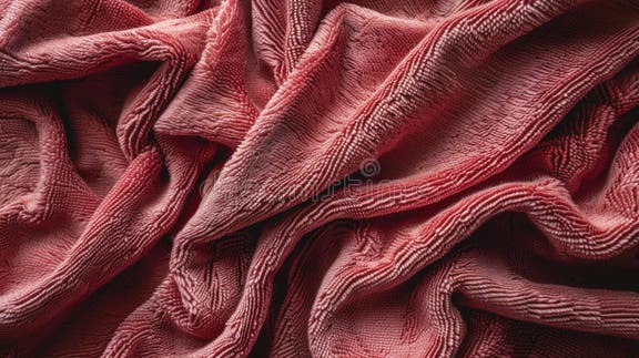 A Close-up View of a Bright Red Fabric Texture Stock Illustration ...