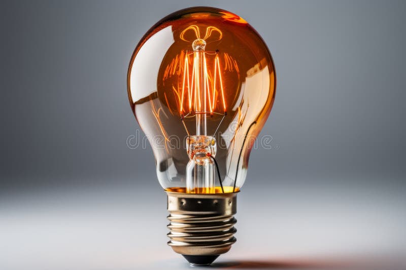 Close Up View of a Brilliantly Illuminated Light Bulb Shining on a Pure ...