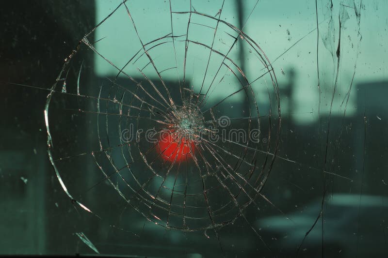 A Close Up View of a Broken Spider Web on a Glass Surface. the Light ...