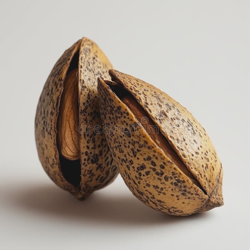 Close-Up View of Brown Spotted Nut Shells Isolated on a Soft Background ...