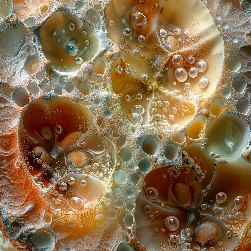 Close-up View of Bubbles Forming in Colorful Liquid Mixtures during ...