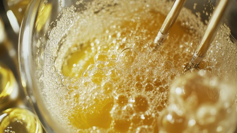 Bubbling Reaction in a Scientific Experiment Stock Photo - Image of ...