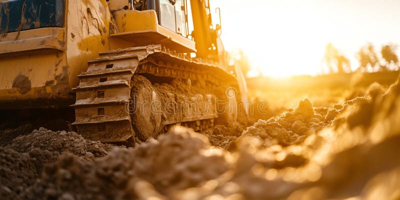 Close-up View of a Bulldozer Digging the Foundation for New ...