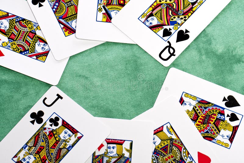 Face Cards Queens Kings Jacks Aces on a Blue Background Stock Photo ...