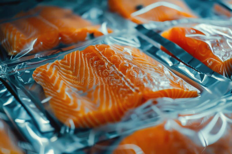 A Close-up View of a Bunch of Fish Wrapped in Plastic Stock Photo ...
