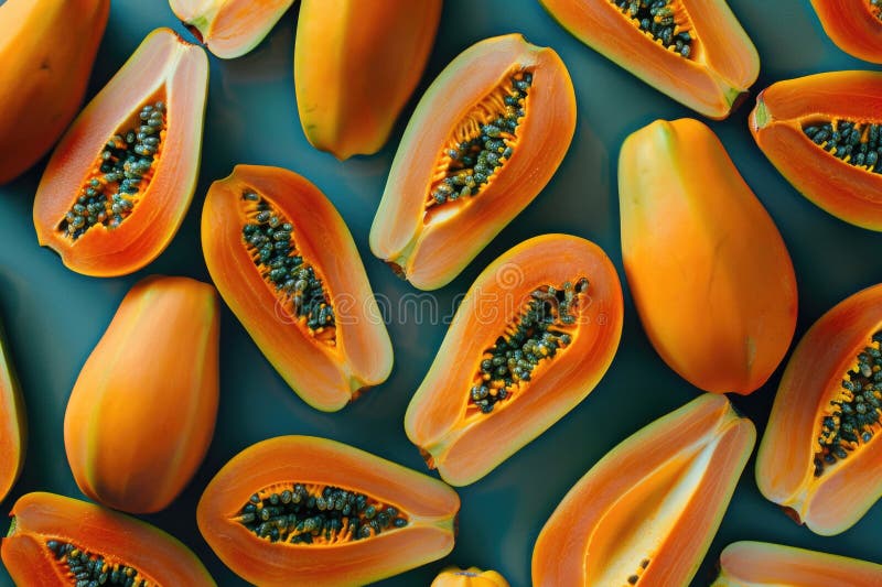 A Close-up View of a Bunch of Ripe Papayas Stock Image - Image of diet ...