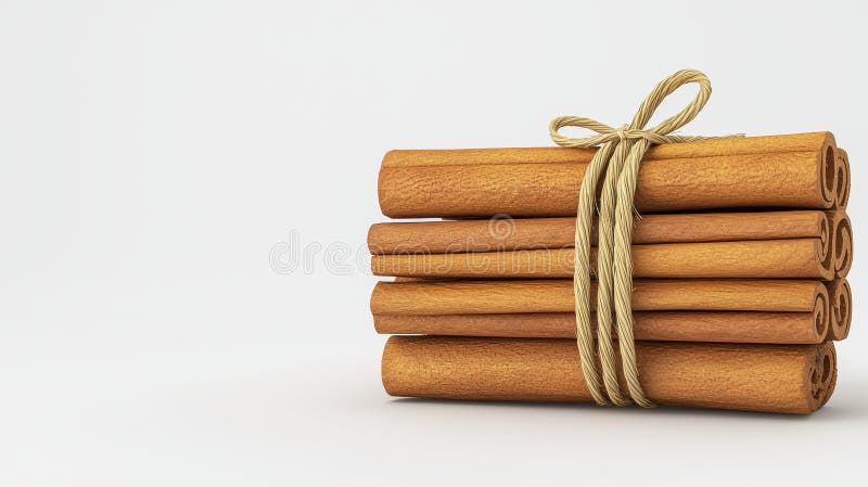 Bundle of Cinnamon Sticks Tied with Twine on White Background Stock ...