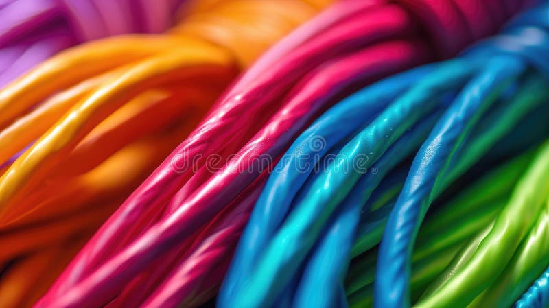 A Close-up View of a Bundle of Vibrant Colored Wires in a Spectrum of ...