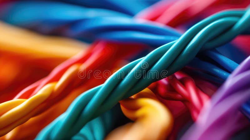 A Close-up View of a Bundle of Vibrant Colored Wires in a Spectrum of ...