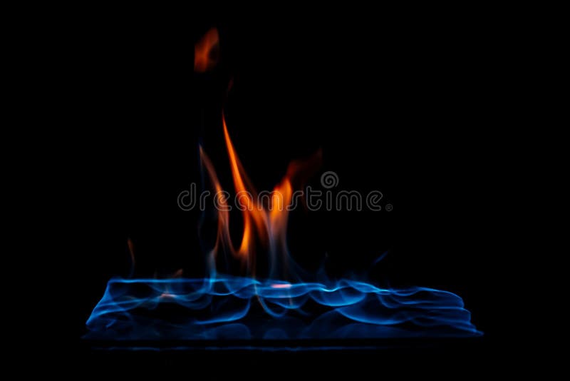 Close Up View of Burning Orange and Blue Flame Stock Photo - Image of ...