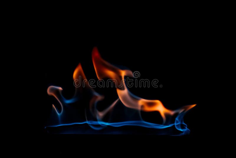 Close Up View of Burning Orange and Blue Flame Stock Photo - Image of ...
