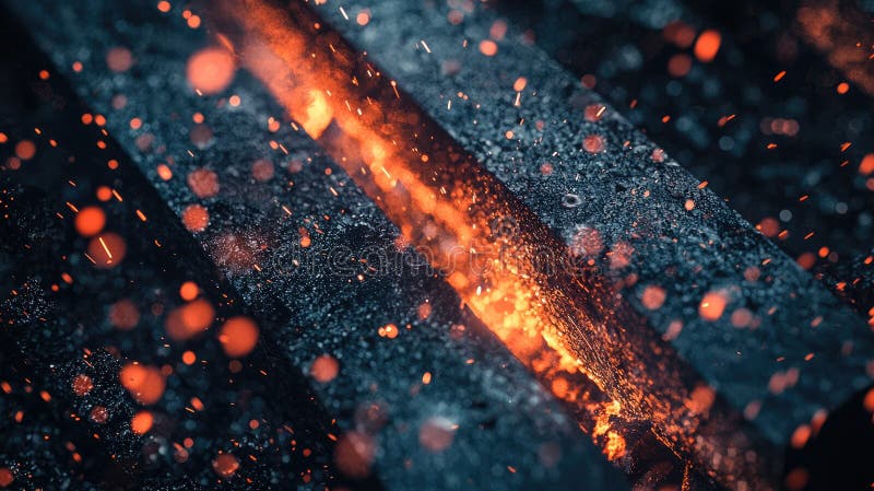 Close Up View of Burning Wood with Sparks Stock Illustration ...