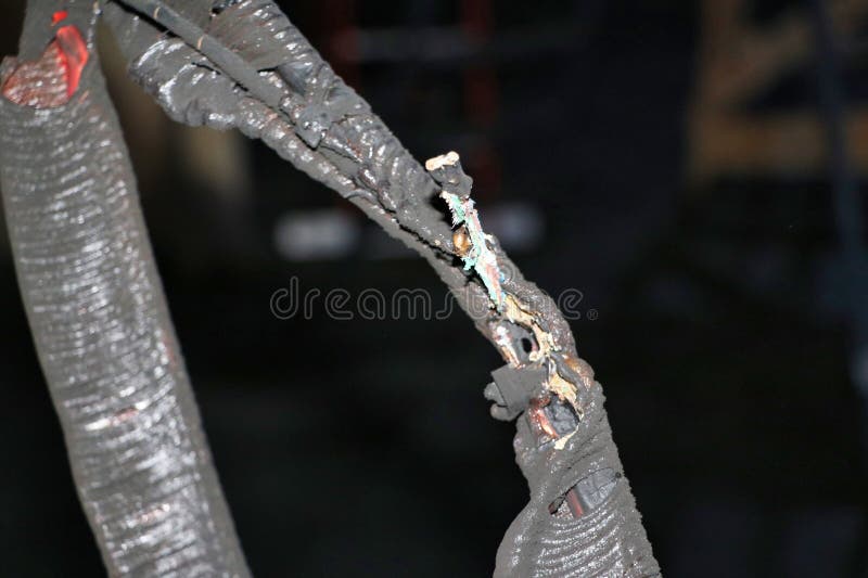 Burnt Electrical Wire stock photo. Image of insulation - 341993480