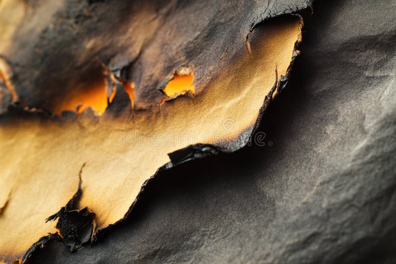 A Close-up View of a Burnt Piece of Paper, with Charred Edges and a ...