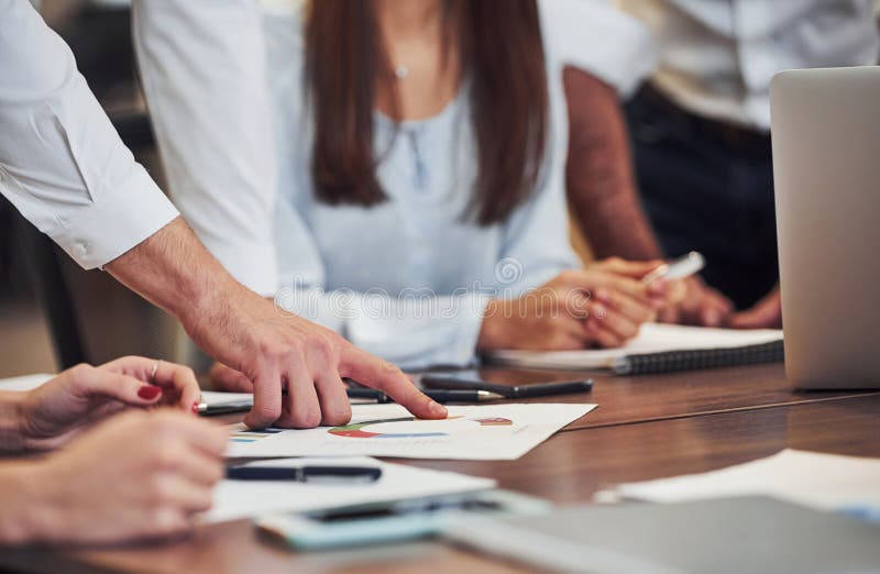 Close Up View of Business People that Sitting and Working Together in ...
