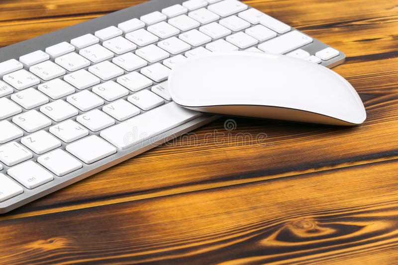 Close Up View of a Business Workplace with Wireless Computer Keyboard ...