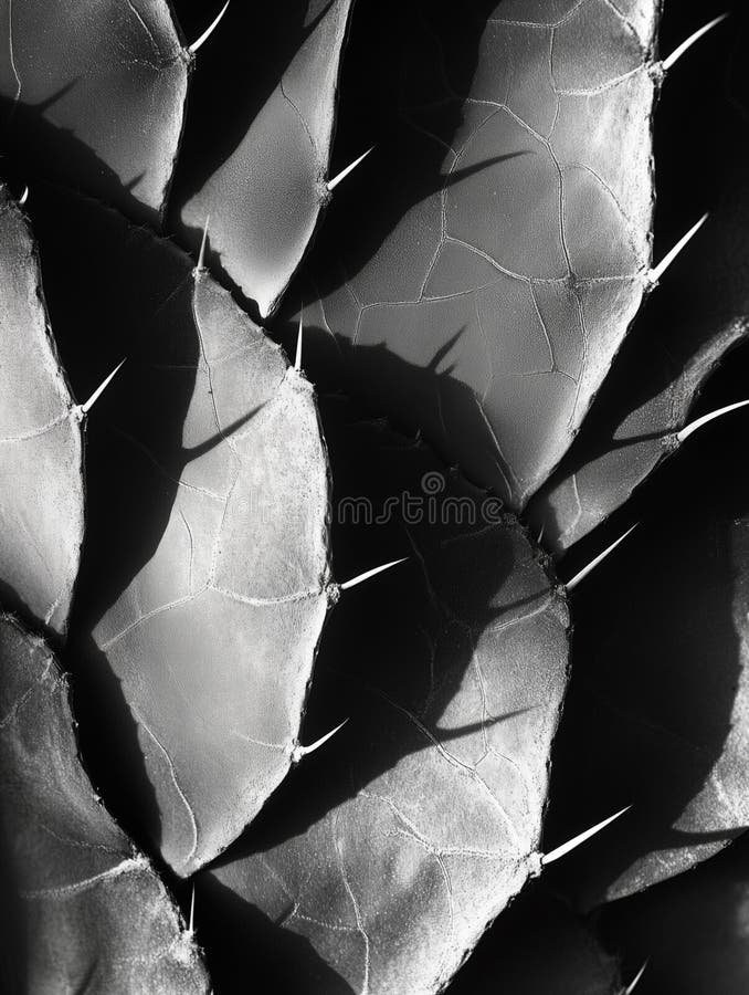Close-up View of Cactus Spines Revealing Intricate Shadow Patterns in ...