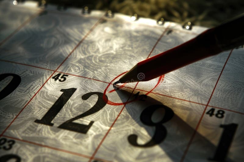 A Close Up View of a Calendar with a Pencil, Suitable for Office or ...