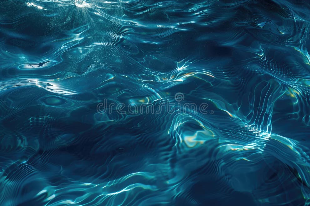 A Close-up View of the Calm and Clear Blue Water Surface Stock Photo ...