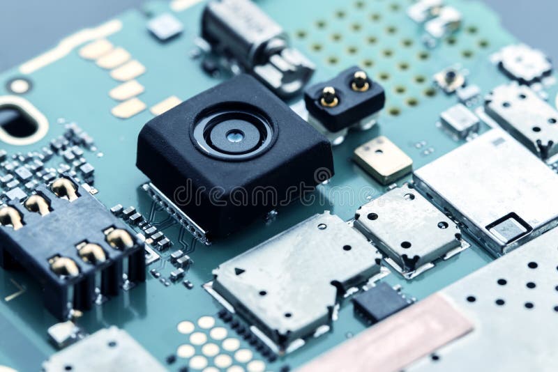 Close Up View of Camera Inside Smart Phone and Motherboard Stock Image ...