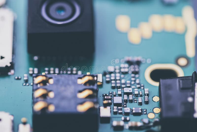 Close Up View of Camera Inside Smart Phone and Motherboard Stock Photo ...