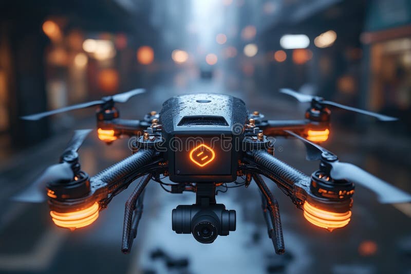 Close-up View of a Camera Installed on a Drone, with Details of the ...