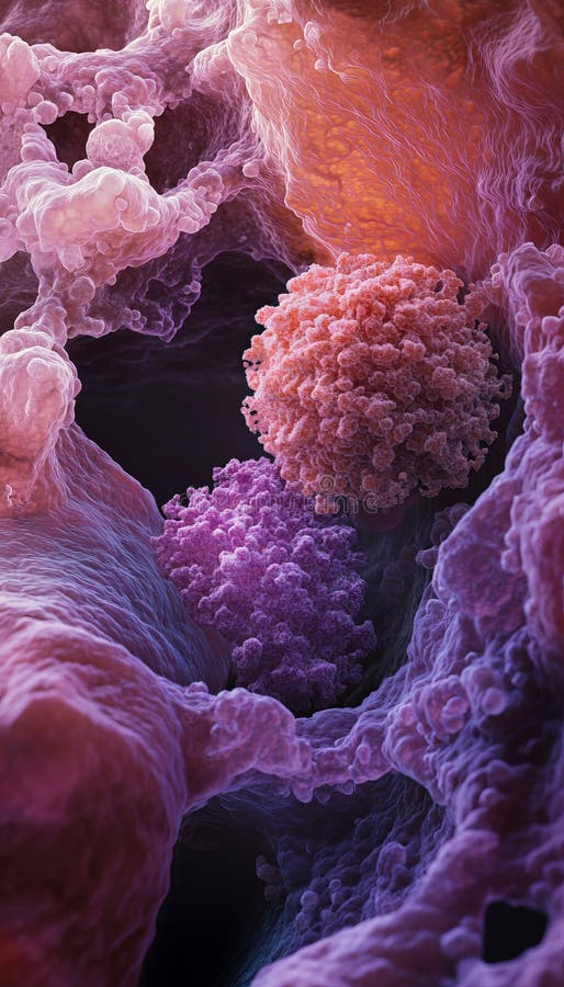 Close Up View of Cancer Cells Under Microscope Highlighting Biological ...