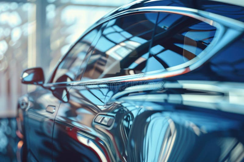 Close-up View of a Car S Side Window with Reflections and Details Stock ...