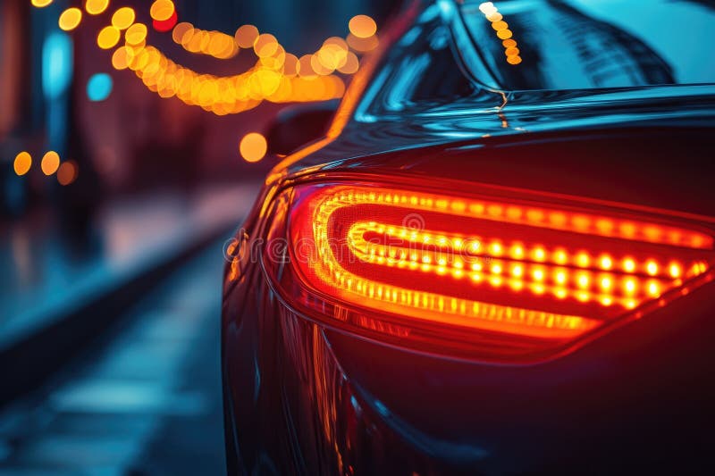 Close-up View of a Car S Tail Lights at Night Stock Image - Image of ...
