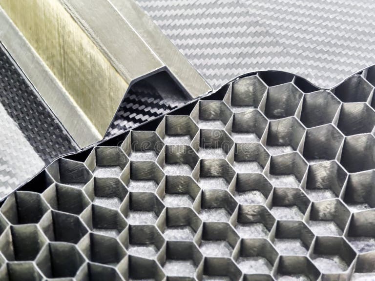 Close-up View of Carbon Fiber Materials Showcasing Hexagonal Honeycomb ...