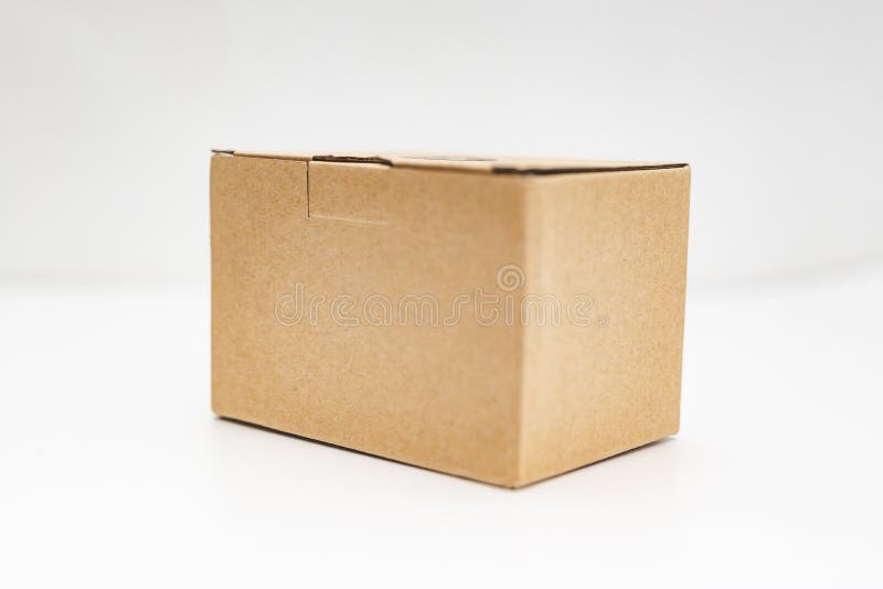 Close-up View of a Cardboard Box Over White Background Stock Image ...